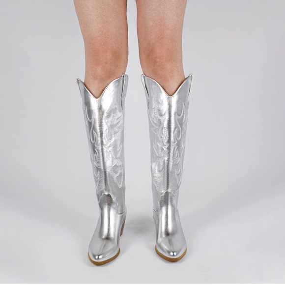 Shoes | Silver Cowboy Boots | Poshmark